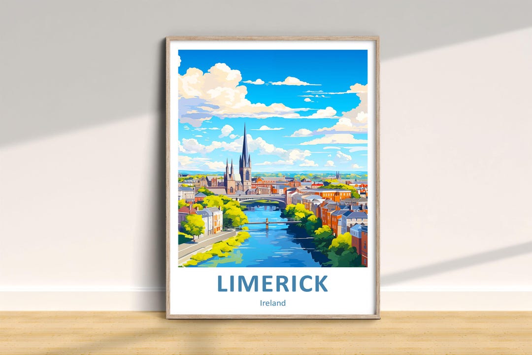 Limerick Travel Print, Ireland Traditional Poster, Vacation Wall Art ...
