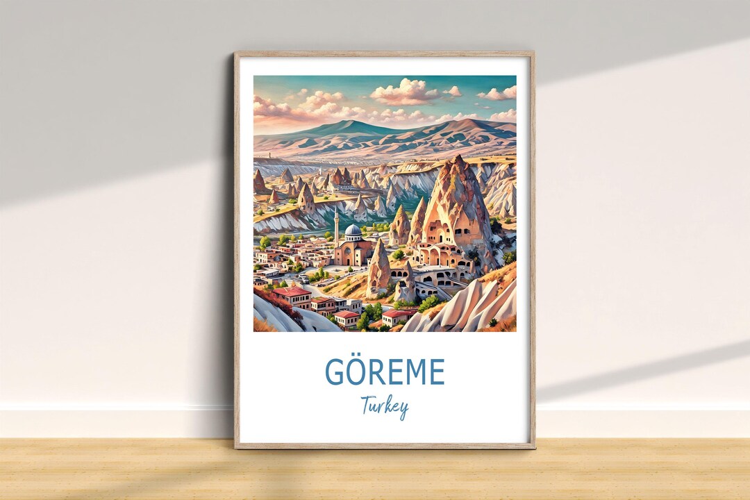 Göreme Travel Print, Turkey Turkiye Traditional Poster, Vacation Wall ...