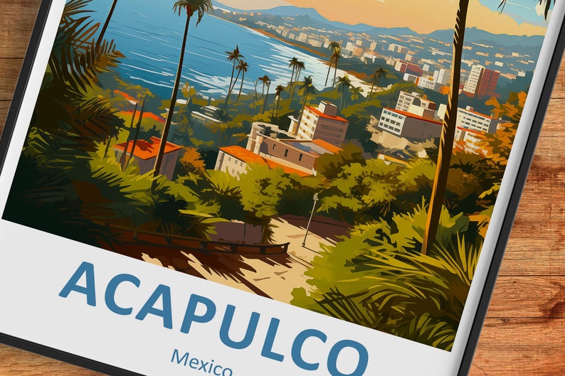 Acapulco Travel Print, Mexico Traditional City Poster, Vacation Wall ...