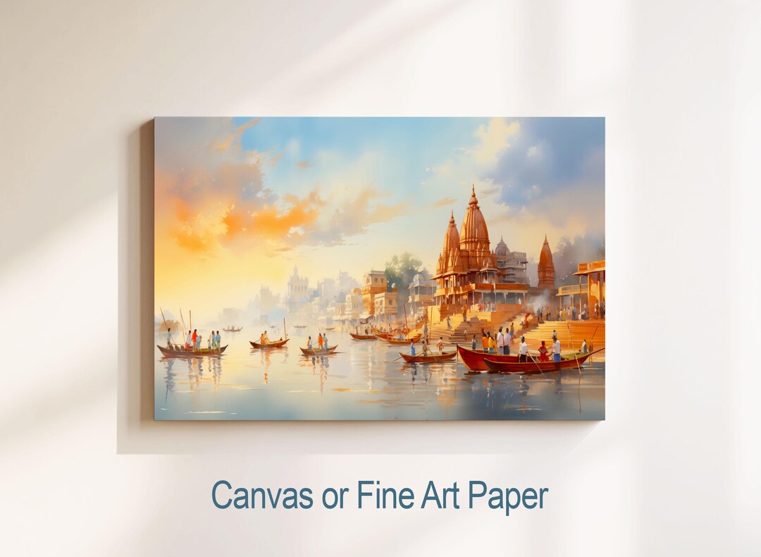 Varanasi India City Skyline Print - Canvas or Fine Art Paper ...