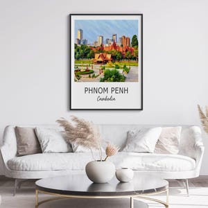 Phnom Penh Travel Print, Cambodia Traditional Poster, Vacation Wall Art ...