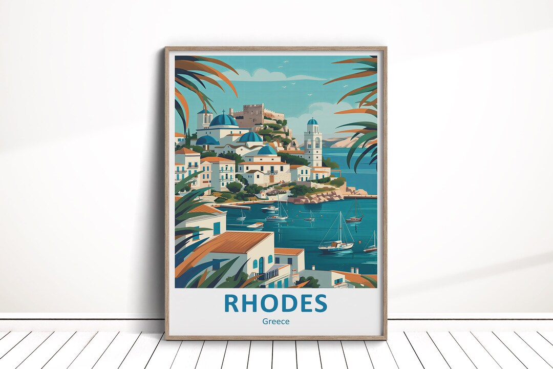 Rhodes Digital Download, Rhodes Travel Poster, Rhodes Wall Art, Greece ...