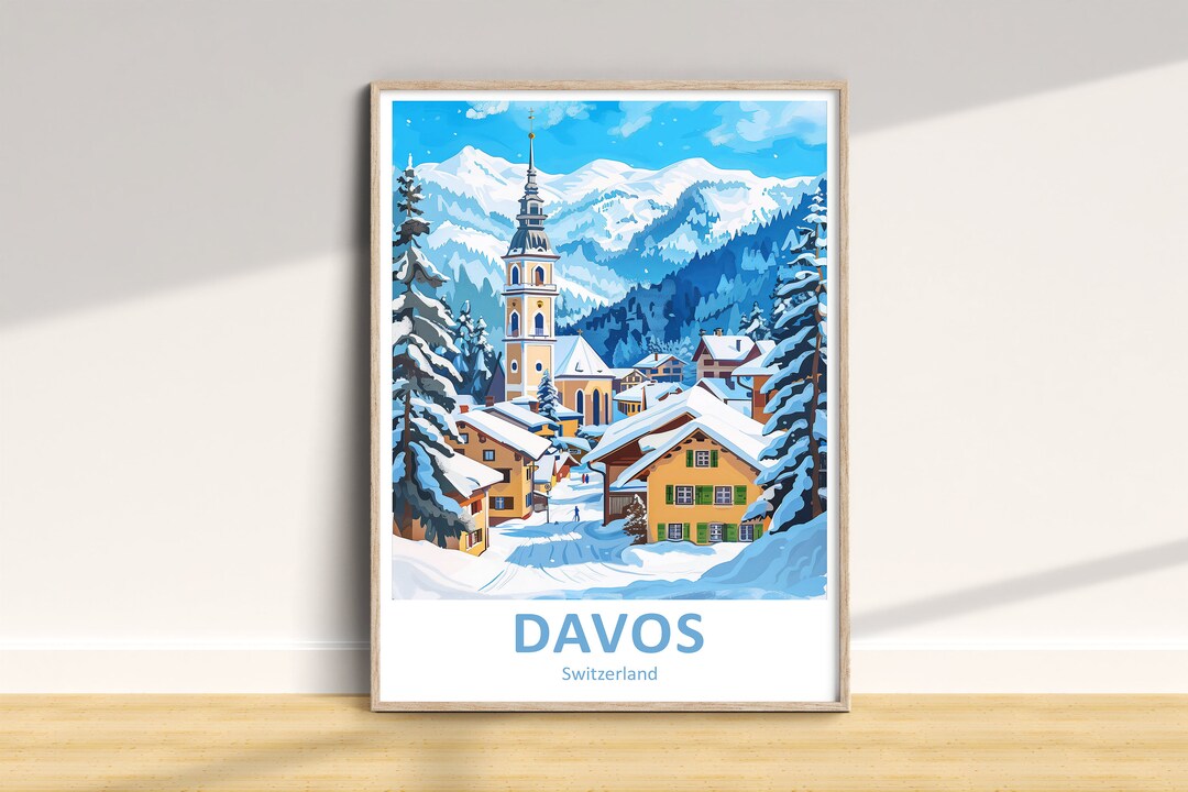 Davos Travel Print, Davos Travel Poster, Switzerland Wall Art, Winter ...