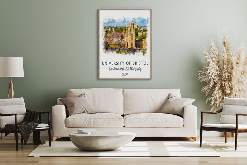 Custom UK University Poster, Watercolour Portrait Any School ...