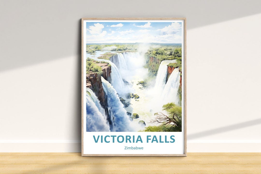 Victoria Falls Print, Victoria Falls Travel Poster, Vacation Wall Art ...