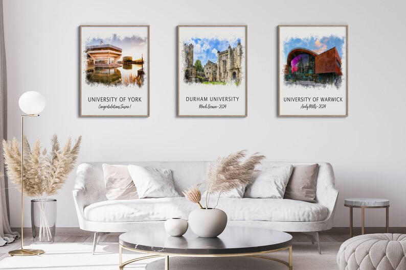 Custom UK University Poster, Watercolour Portrait Any School ...