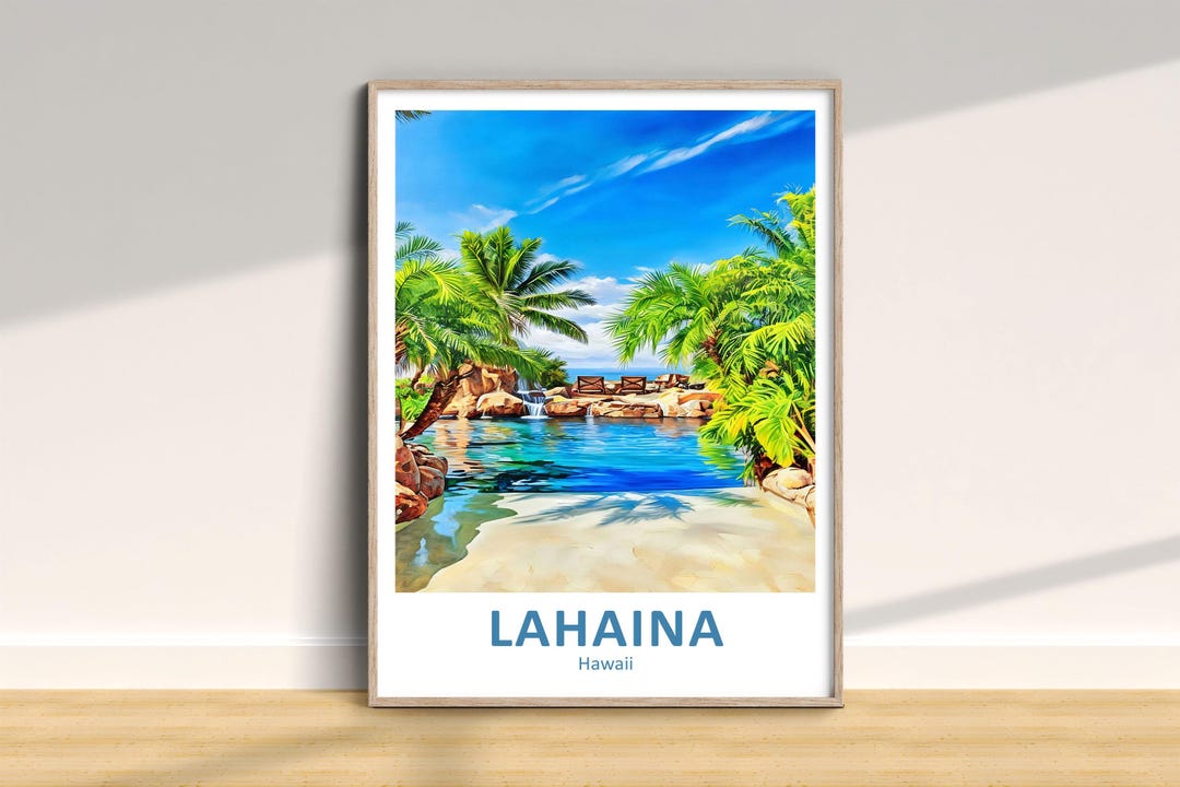 Lahaina Print, Hawaii Traditional Poster, Vacation Wall Art, Home Decor ...