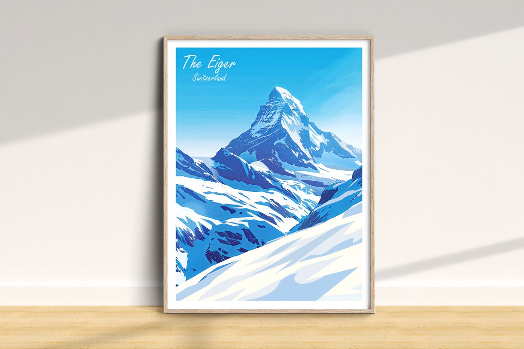 The Eiger Mountain Print, Eiger Mountain Travel Poster, Eiger Wall Art, Eiger Travel Print ...