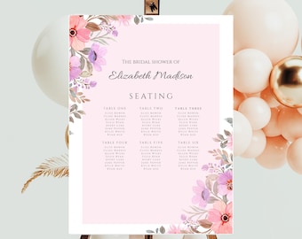 Boho Floral Arch Bridal Shower Seating Chart Template, Bridal Shower ...