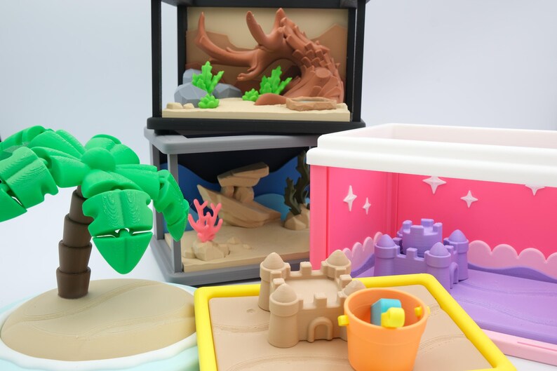 Miniature Sandbox Playset: 3D Printed Pocket Pal Display (5.75"x4"x3.5 ...