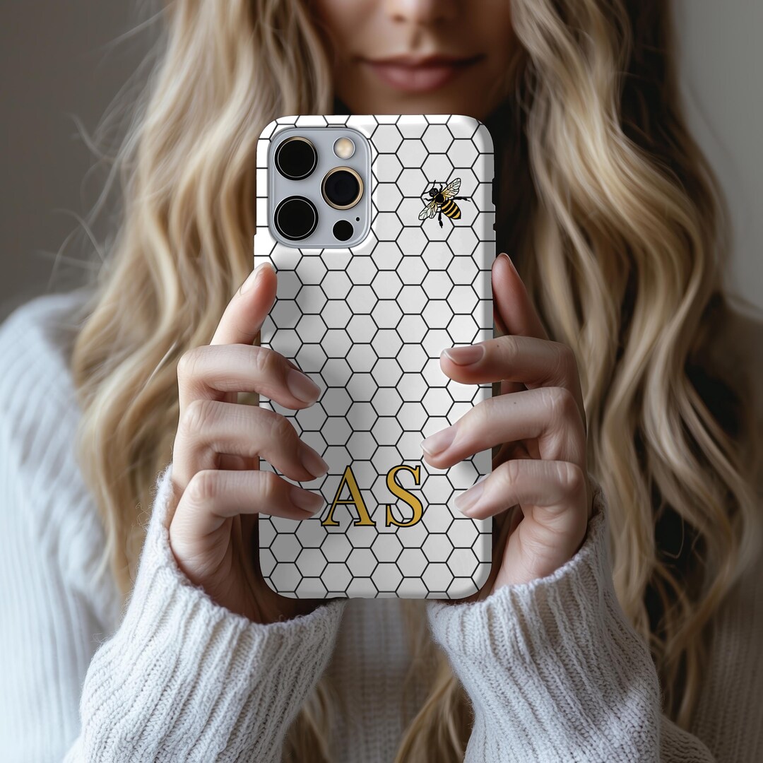 Personalized Honeycomb Bee iPhone Case: Custom Initial Monogram ...