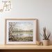 Printable Pointillism Spring Landscape Antique Lake Painting Rustic ...