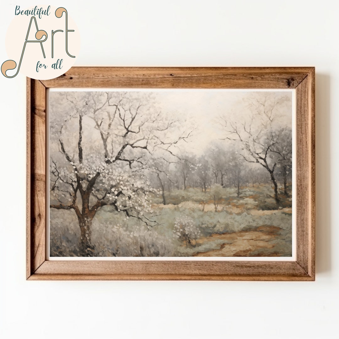Printable Vintage Spring Landscape Antique Spring Forrest Painting ...
