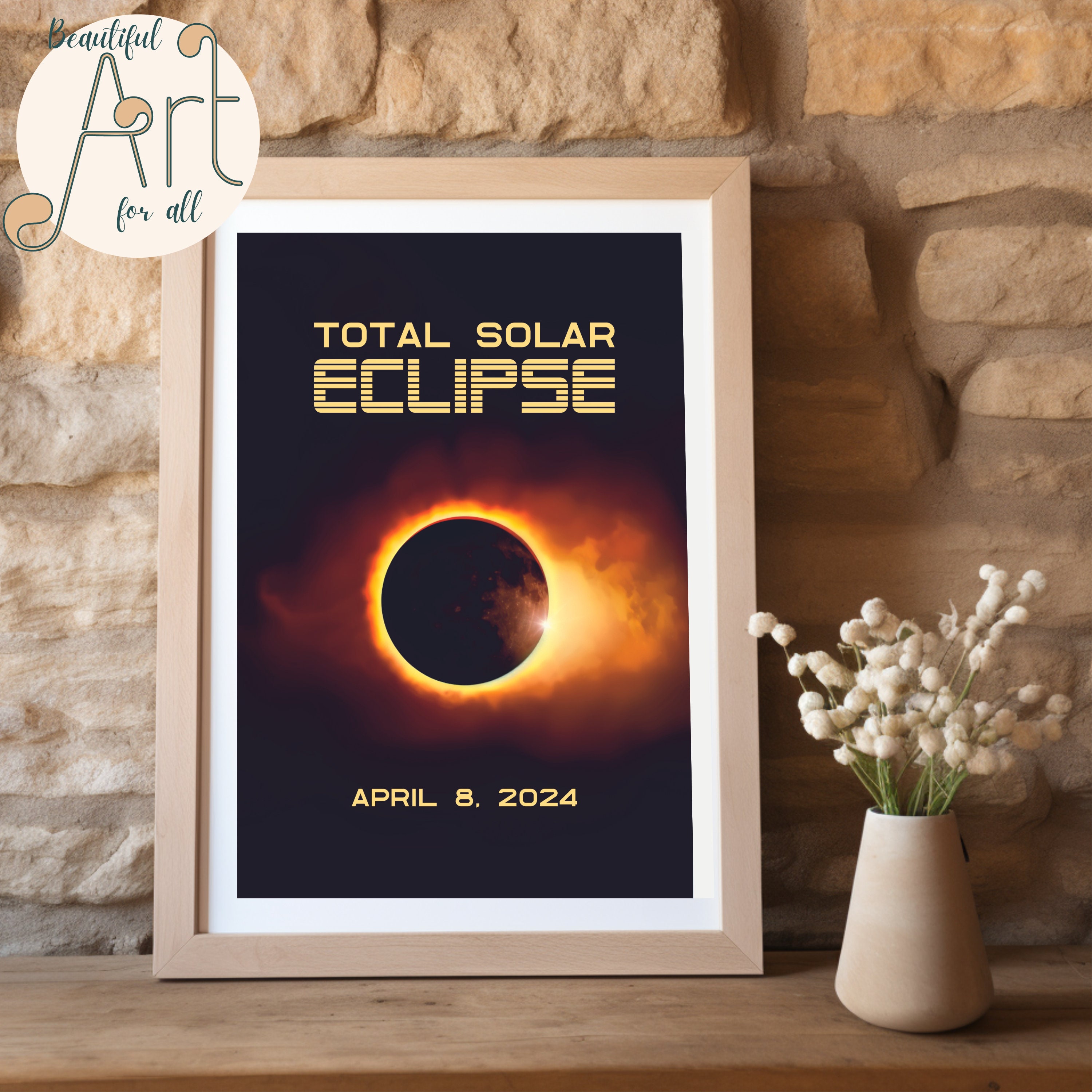 Imprimible Total Solar Eclipse 2024 Cartel Total Eclipse Arte de pared ...