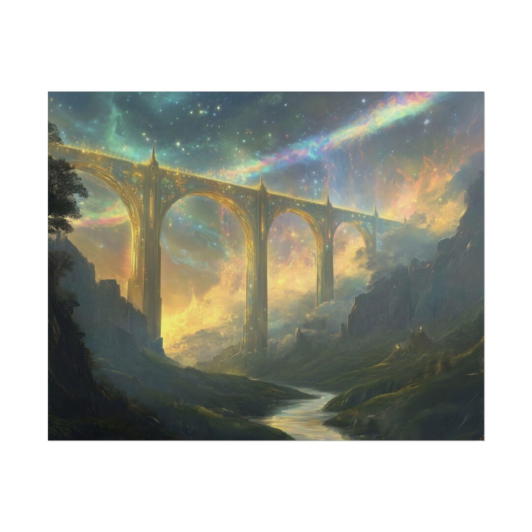 Asgards Rainbow Bridge Art Print - Peaceful Norse Mythology Landscape ...