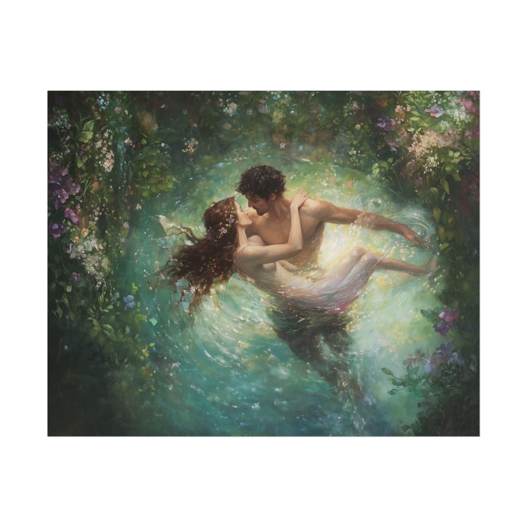 Hermaphroditus and Salmacis Art Print - Mystical Painting of Transformation - LGBTQ Greek Myth ...