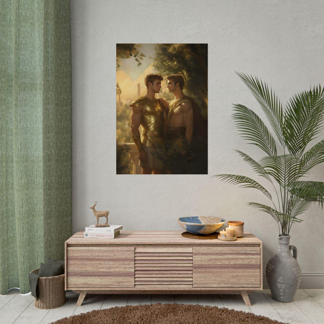 LGBTQ Greek Mythology Art – Hercules and Iolaus Embrace - Heroic Wall ...