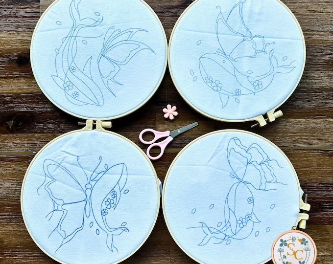 Dolphin Pattern Embroidery Kit, Hand Embroidery, Needlework Kit for ...