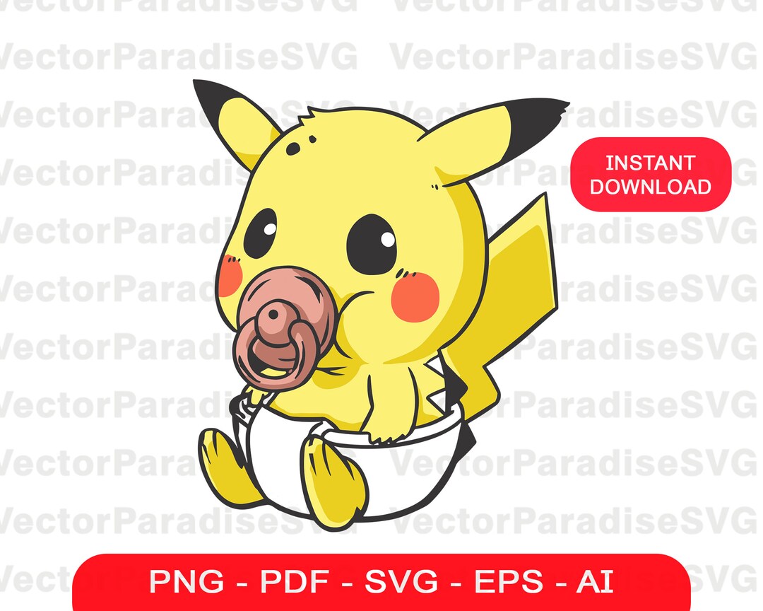 Baby Pikachu SVG, Pikachu Child Vector, Pokemon, Layered File for ...