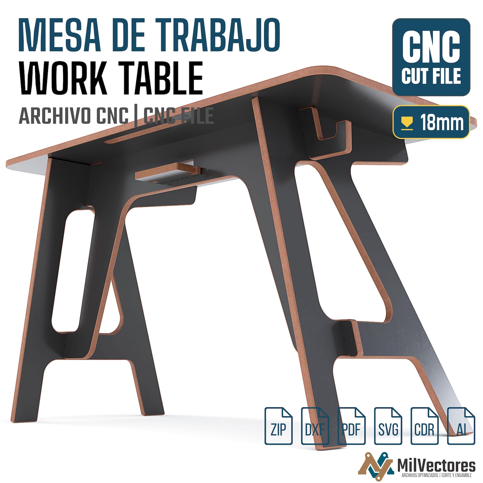 CNC Home Office Desk Plans | Interlocking Work Table | Modern Flat-pack ...