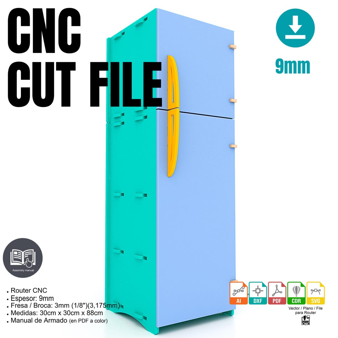 Refrigerator-fridge-icebox for Kids Vector File Router Cnc Dxf Svg ...