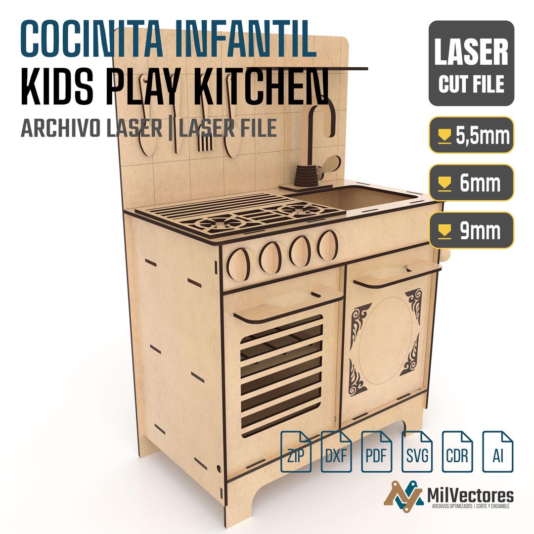 Children's Kitchen for Laser Cutting, DIY Kids Kitchen Plans ...