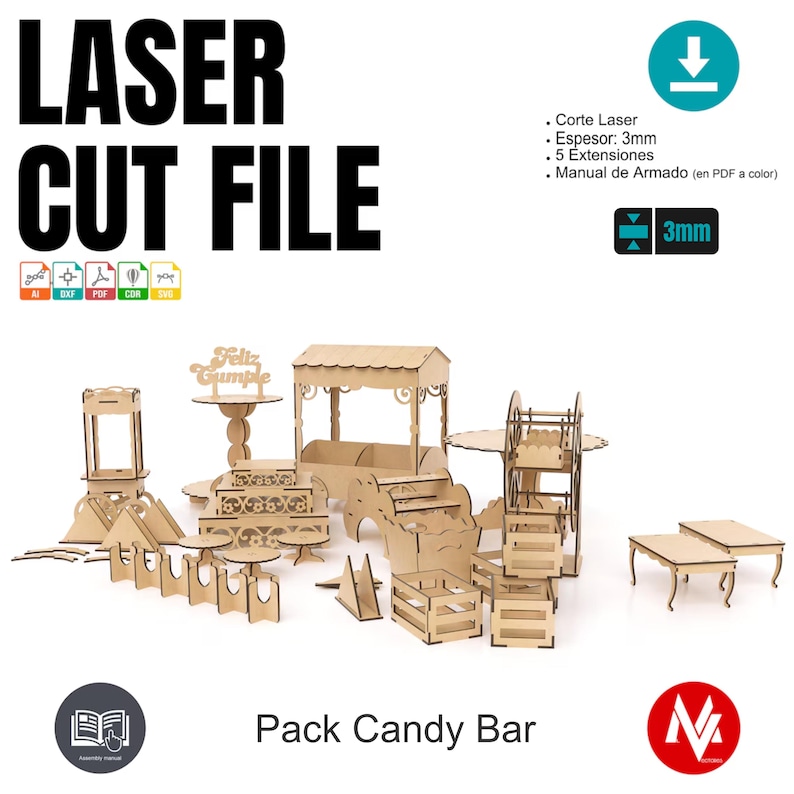 Kit Candy Bar Furniture Pack 1- File Vector for Laser, Svg, Laser ...