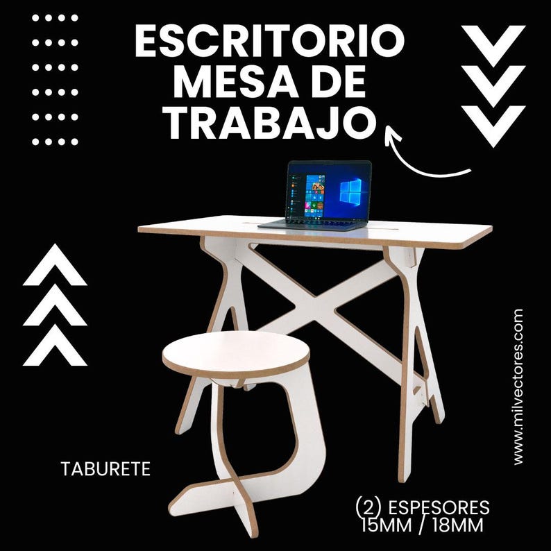 Desk Work Table Plan, Home Office Desk, Minimalist Design, Digital File ...