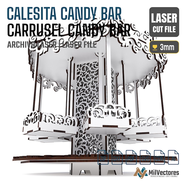 Children's Carousel Candy Bar | DXF Laser Cut MDF | Digital Laser File ...