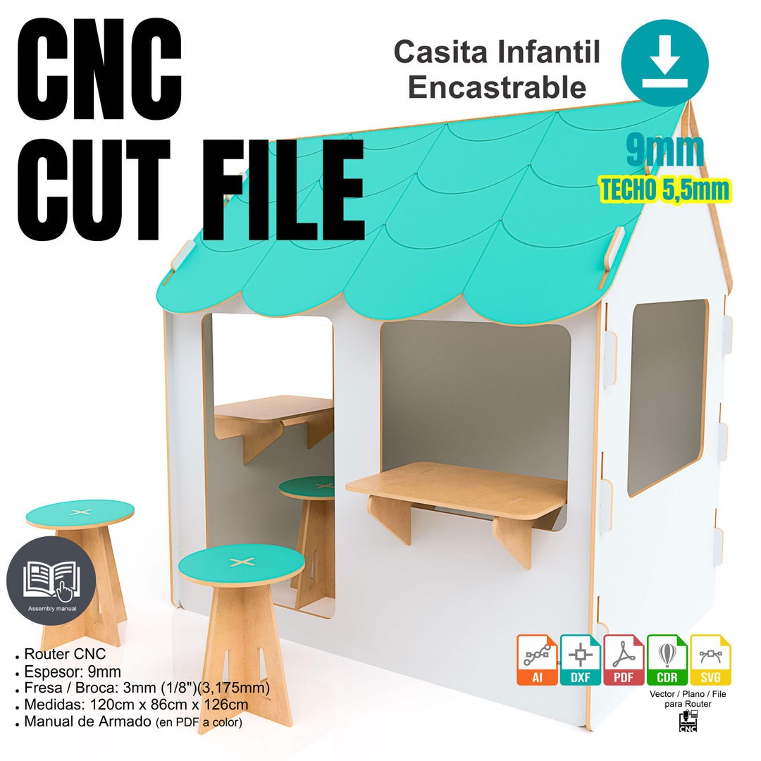 Indoor & Outdoor Playhouse for Kids - for Play Areas, Cnc File, Role ...