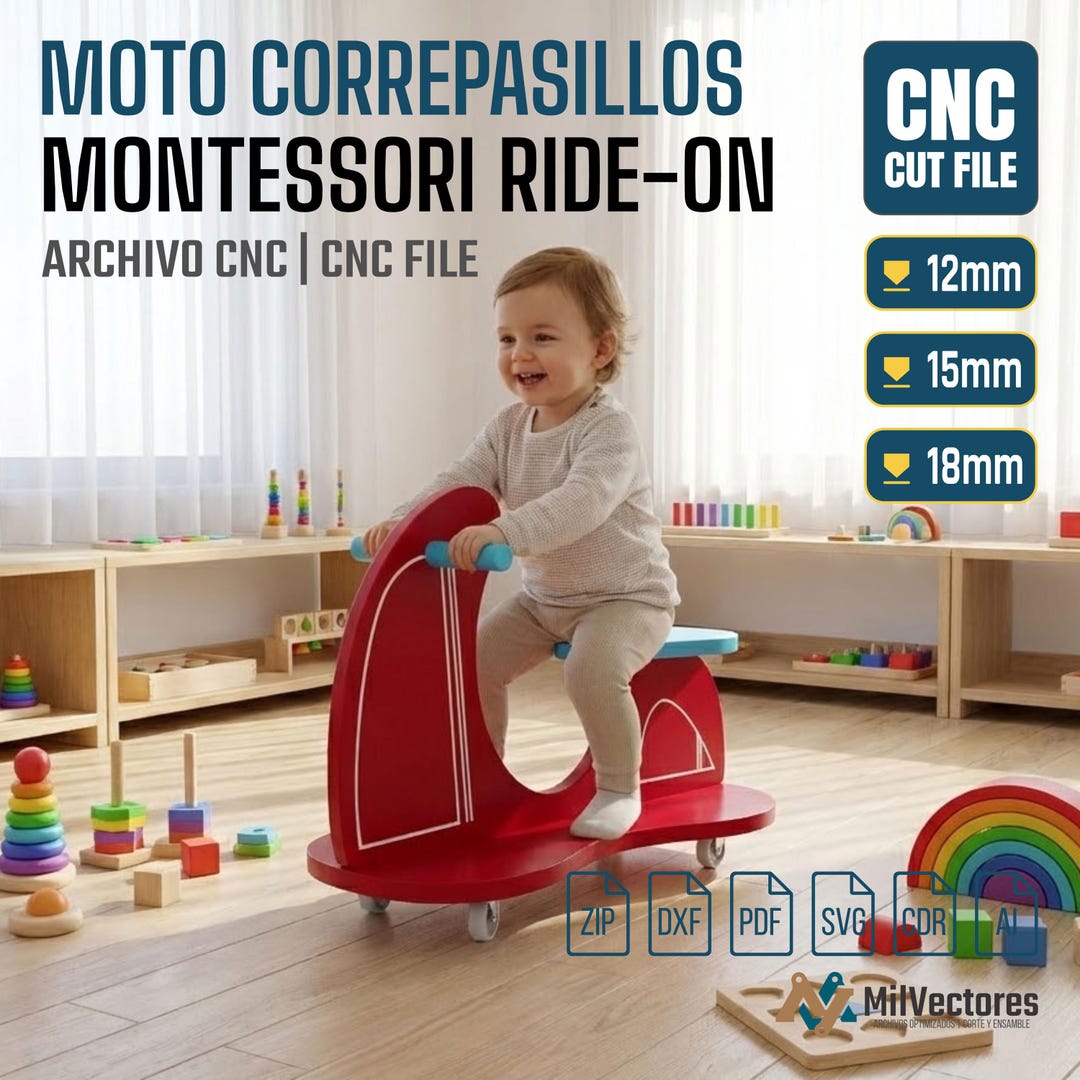 Wooden Motorcycle Baby Walker Cnc File | Toddler Ride-on Walker Dxf Svg ...