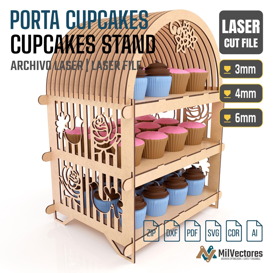 Laser Cut Files - Cupcake Stand - Instant Download, Cupcake Stand Rack ...
