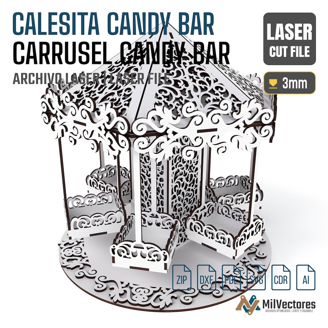 Children's Carousel Candy Bar | DXF Laser Cut MDF | Digital Laser File ...