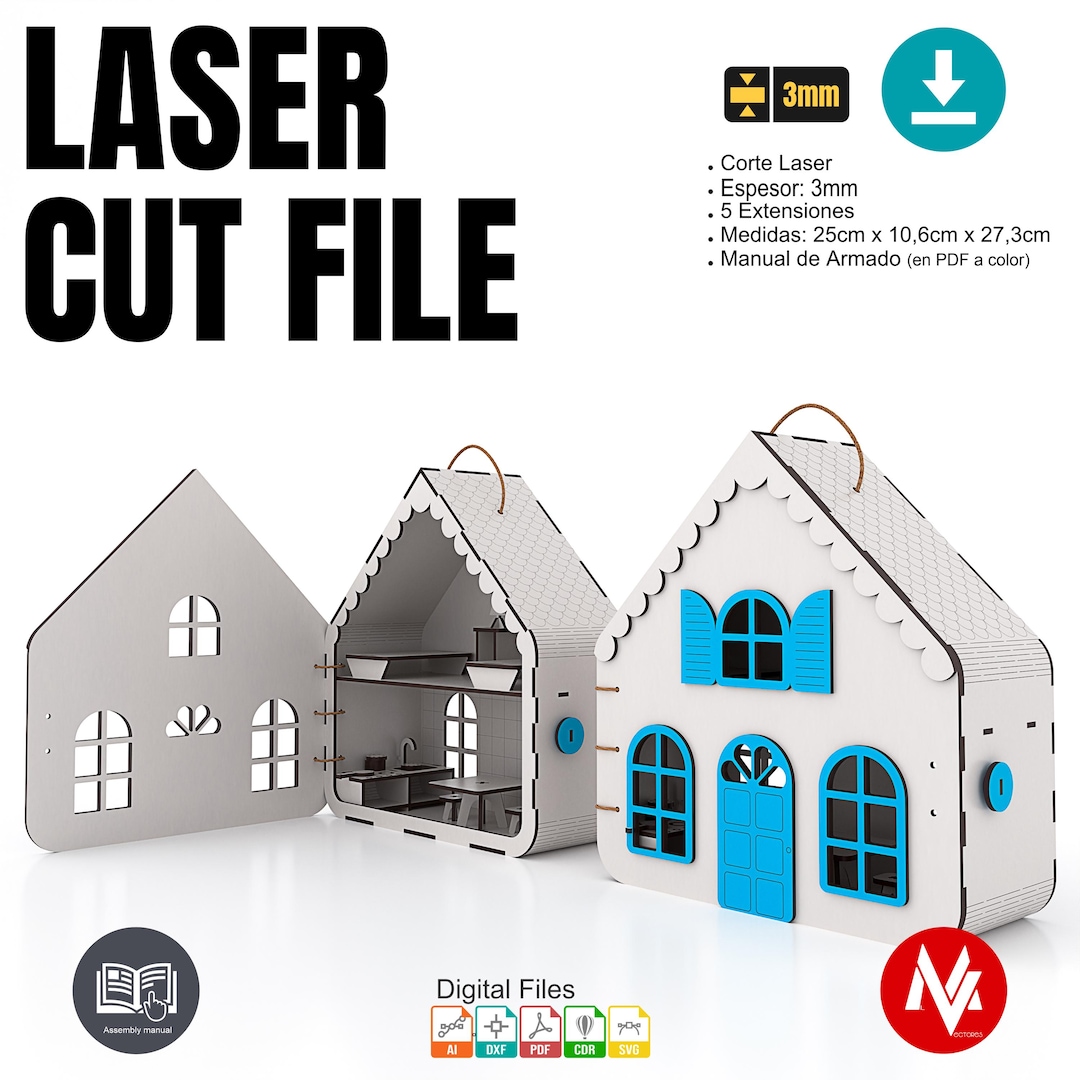 Educational Playhouse Laser Cut Template SVG Files Wooden House 3mm ...