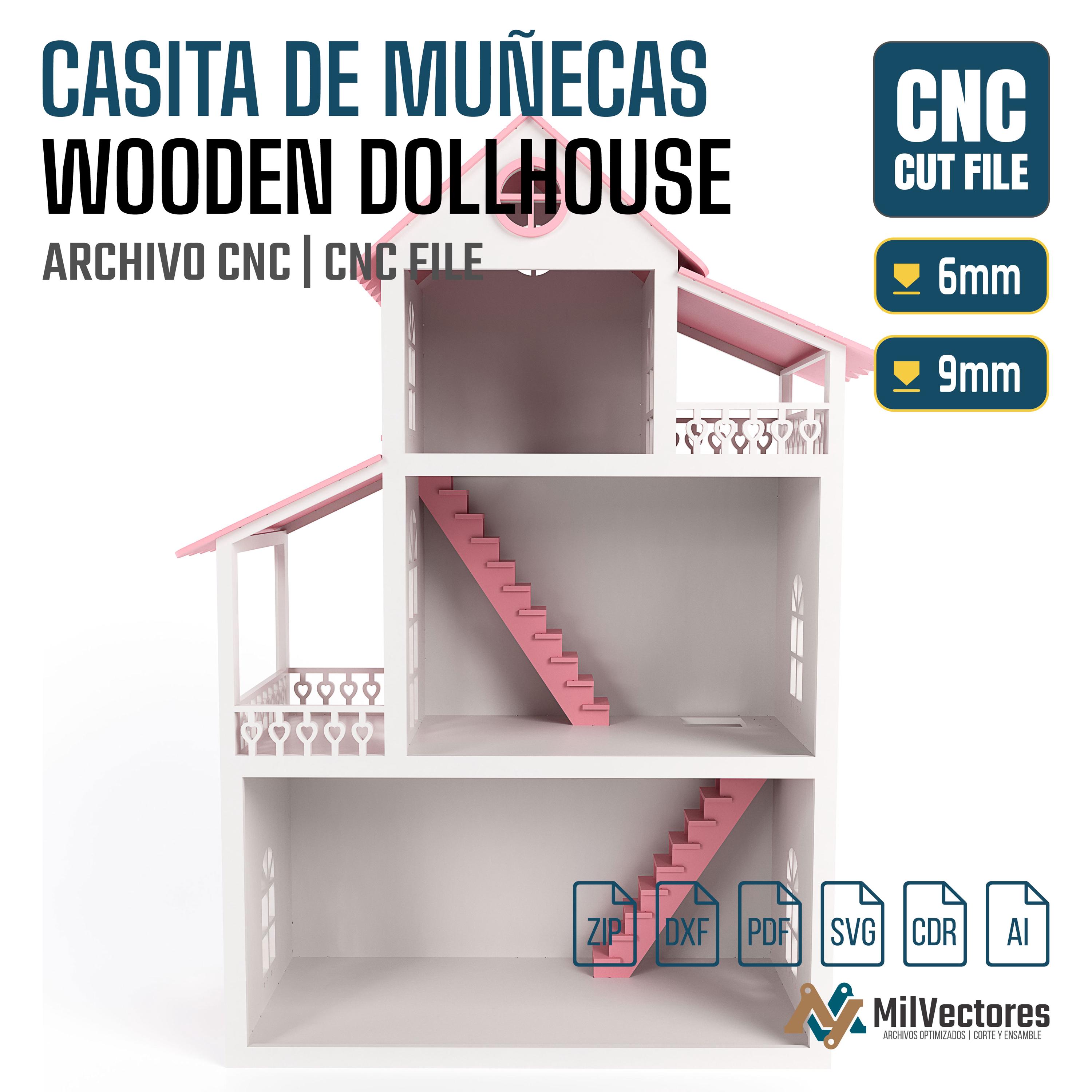 Dollhouse for Router Wooden Dollhouse Vector File, Dollhouse, Cdr Dxf ...