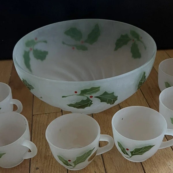 Holly Punch Bowl - Etsy