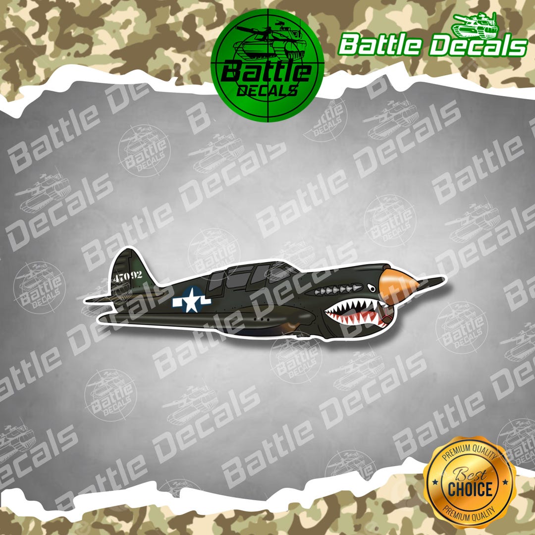 American Curtiss P40 Warhawk Fighter Plane Military Aircraft Vinyl ...