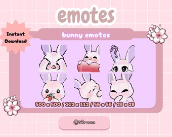 BUNNY EMOTES Set II 9 Twitch Discord Youtube Streaming Cute Kawaii ...