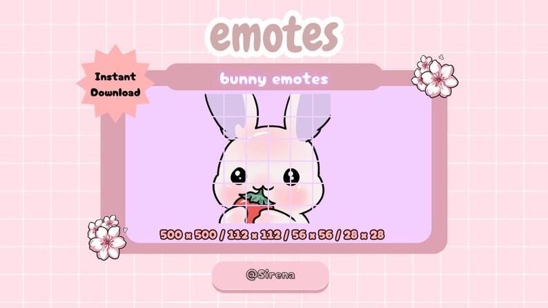 BUNNY EMOTES Set I 6 Twitch Discord Youtube Streaming Cute Kawaii Chibi ...