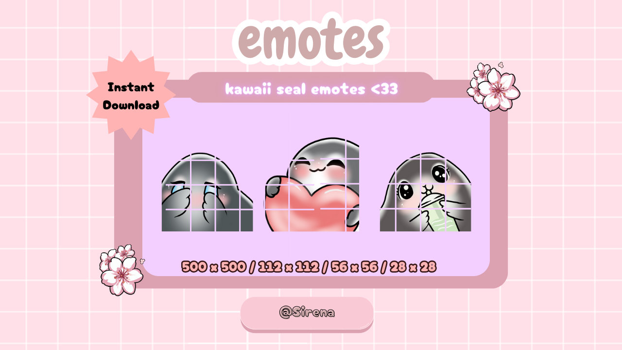 Kawaii Seal EMOTES Set I 5 Twitch Discord Youtube Streaming Cute Kawaii ...