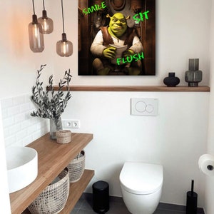 Shrek Poster, Shrek Print, Shrek Wall Art, Shrek on Toilet, Shrek ...