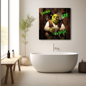 Shrek Poster, Shrek Print, Shrek Wall Art, Shrek on Toilet, Shrek ...