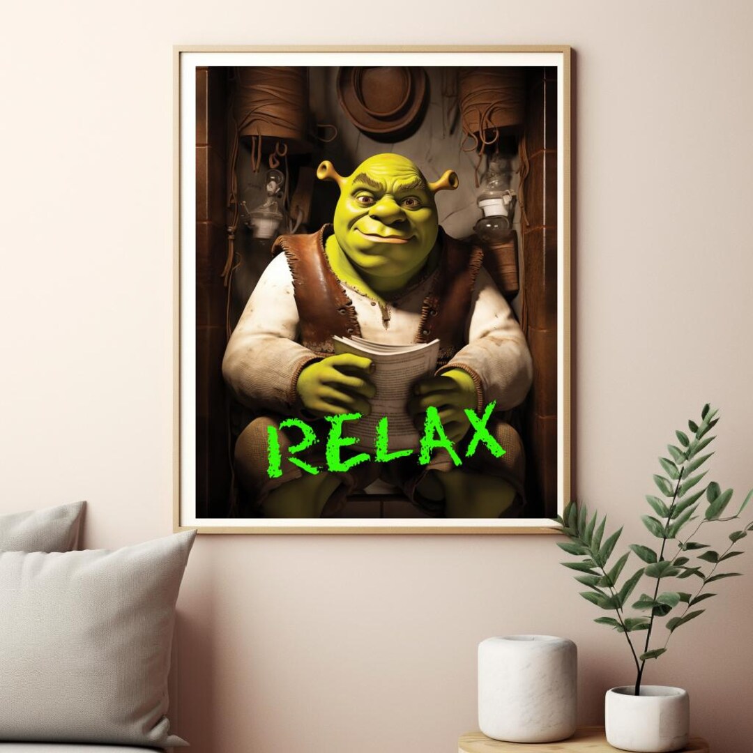 Shrek Poster, Shrek Print, Shrek Wall Art, Shrek on Toilet, Shrek ...