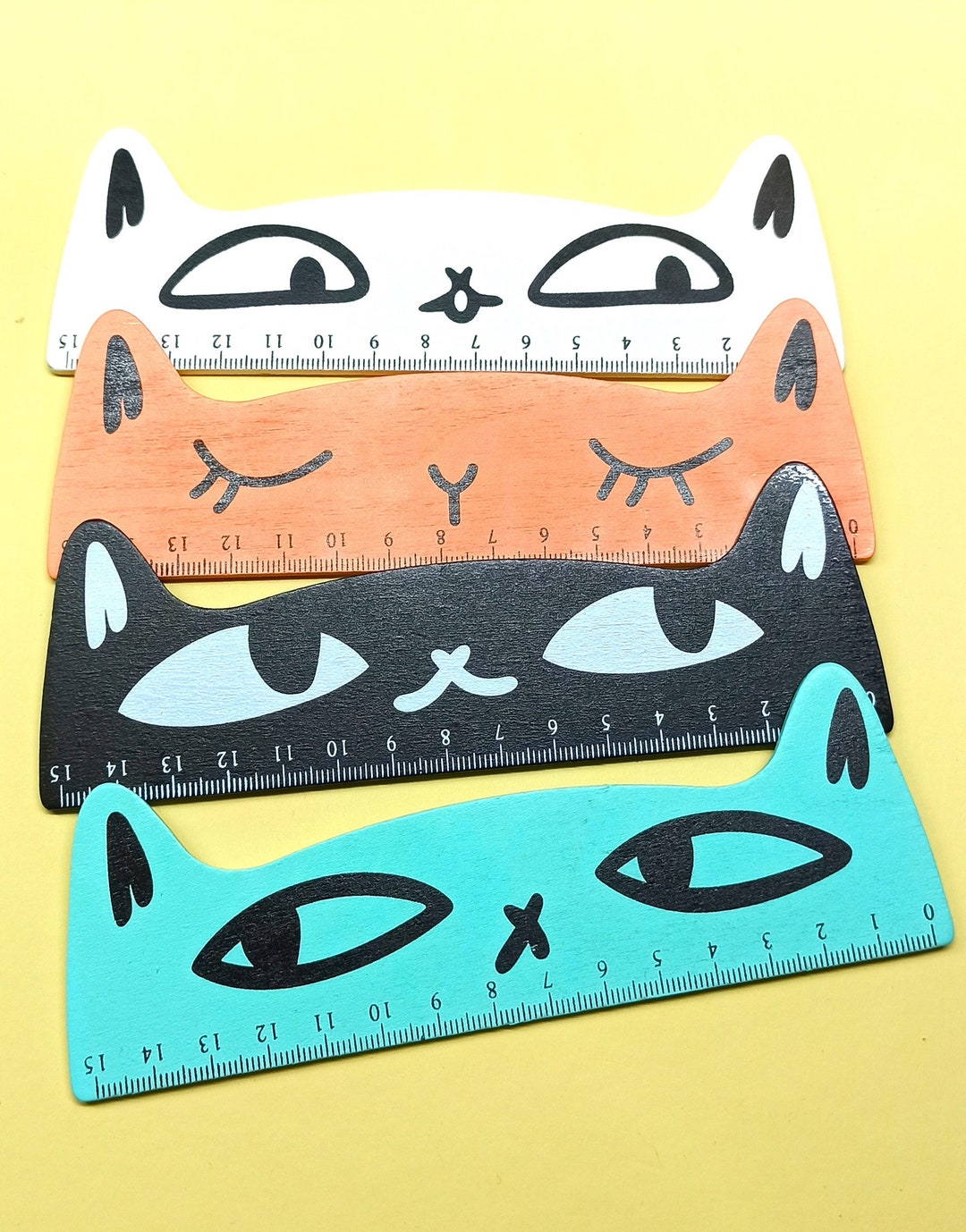 Cat Wooden Ruler, Cute Ruler, School Supplies,kawaii Stationery, Kawaii ...