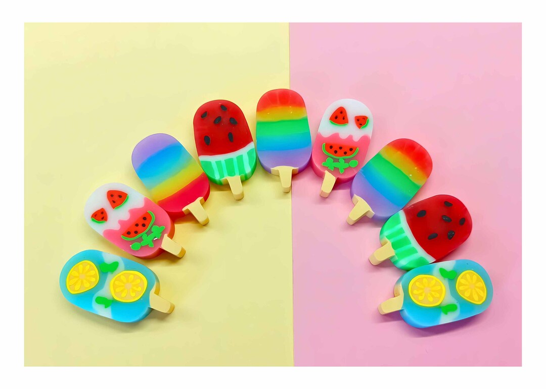 Super Cute Kawaii Summer Popsicle Rubber Erasers Novelty Ice Cream ...