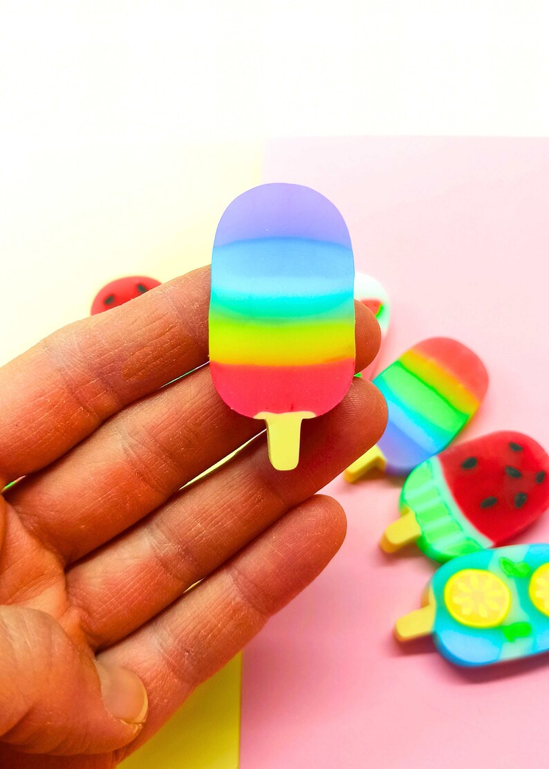 Super Cute Kawaii Summer Popsicle Rubber Erasers Novelty Ice Cream ...