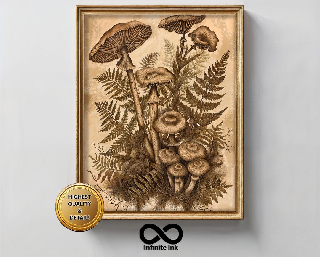 Vintage Mushroom Botanical Print, Forest-inspired Wall Art, Rustic ...