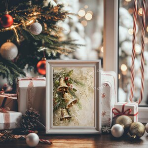 Classic Christmas Bells Holiday Print, Rustic Winter Decor, Holly ...