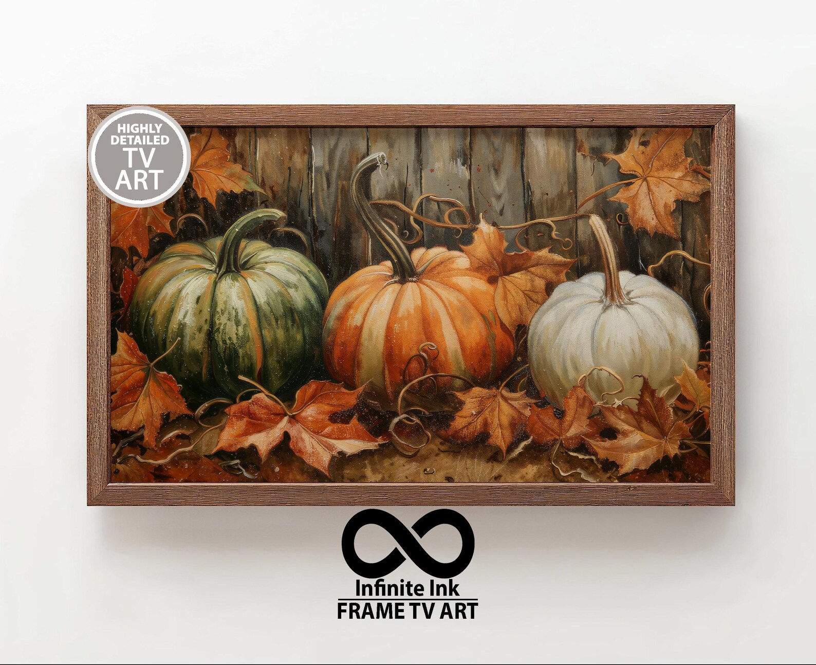 Vintage Autumn Pumpkin Trio Wall Art for Frame TV - Fall Harvest ...