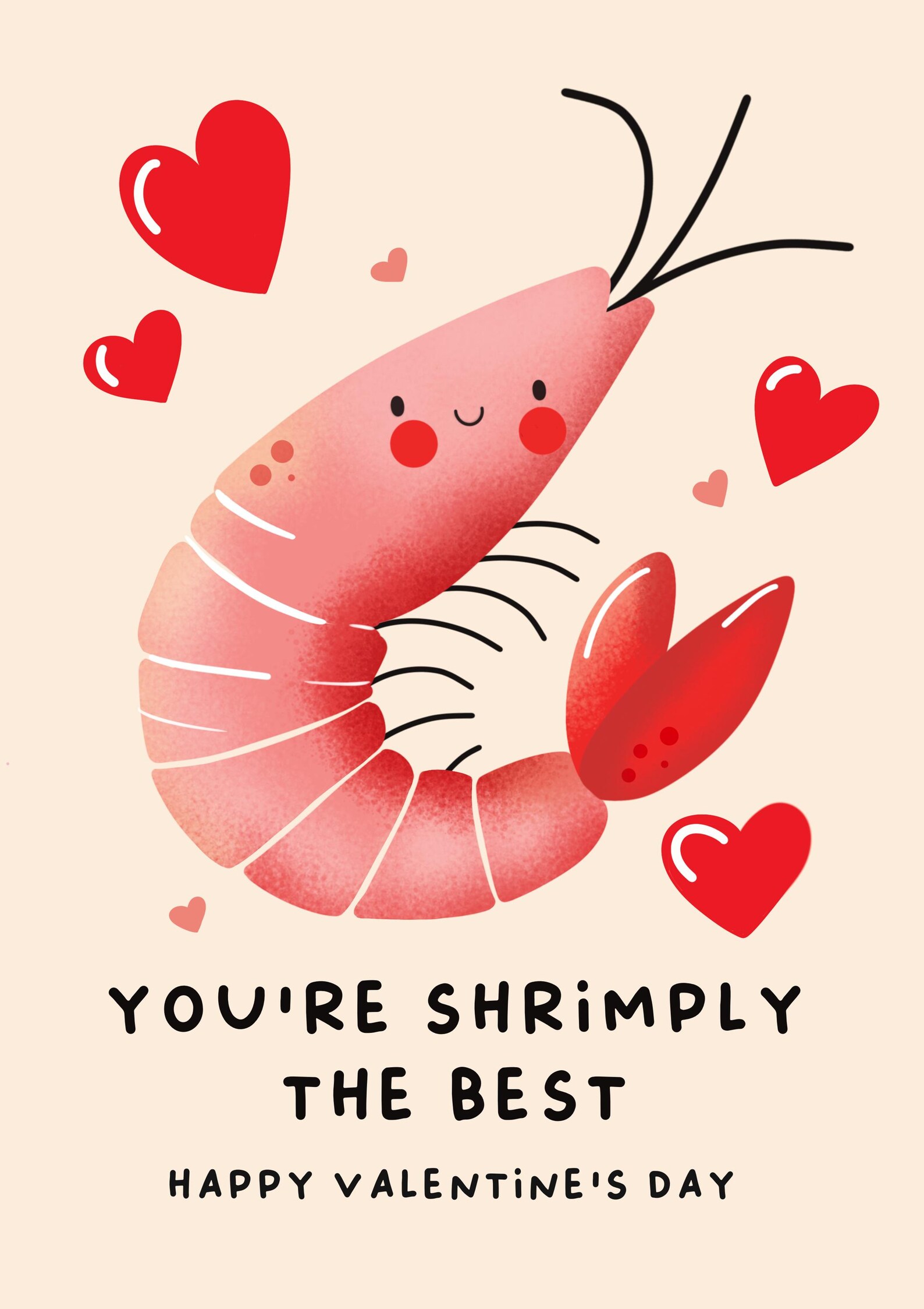 Youre Shrimply the Best Greeting Card Funny Valentines Day Card ...